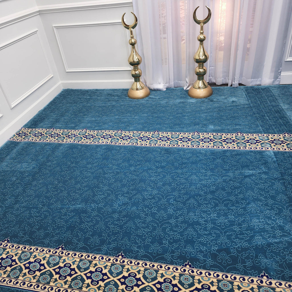 NOOR Divine Ease™ Sky Blue Mosque Carpet: Classic Elegance in Simple D – MUSALLA® Masjid Mosque ...