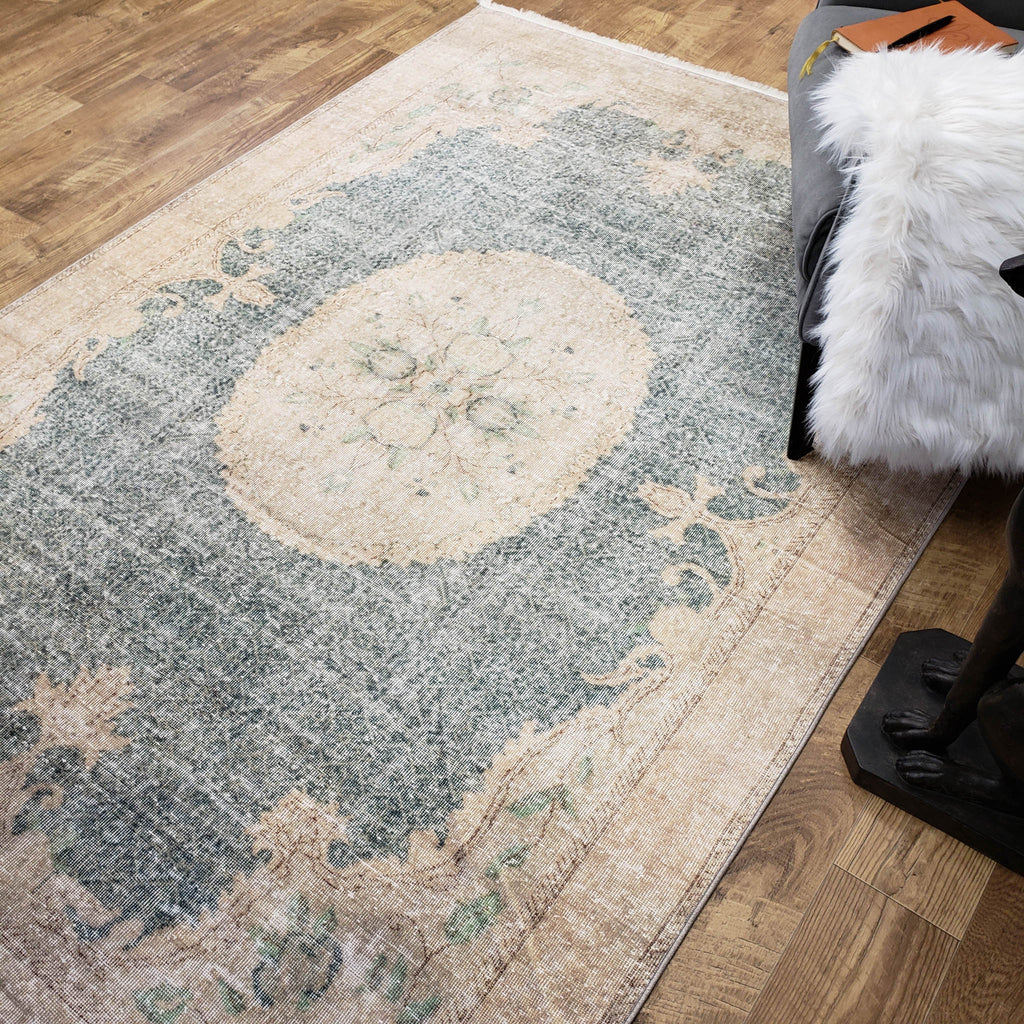 Serica Museum Quality Area Rug Faux Silk Space Blue Medallion ...