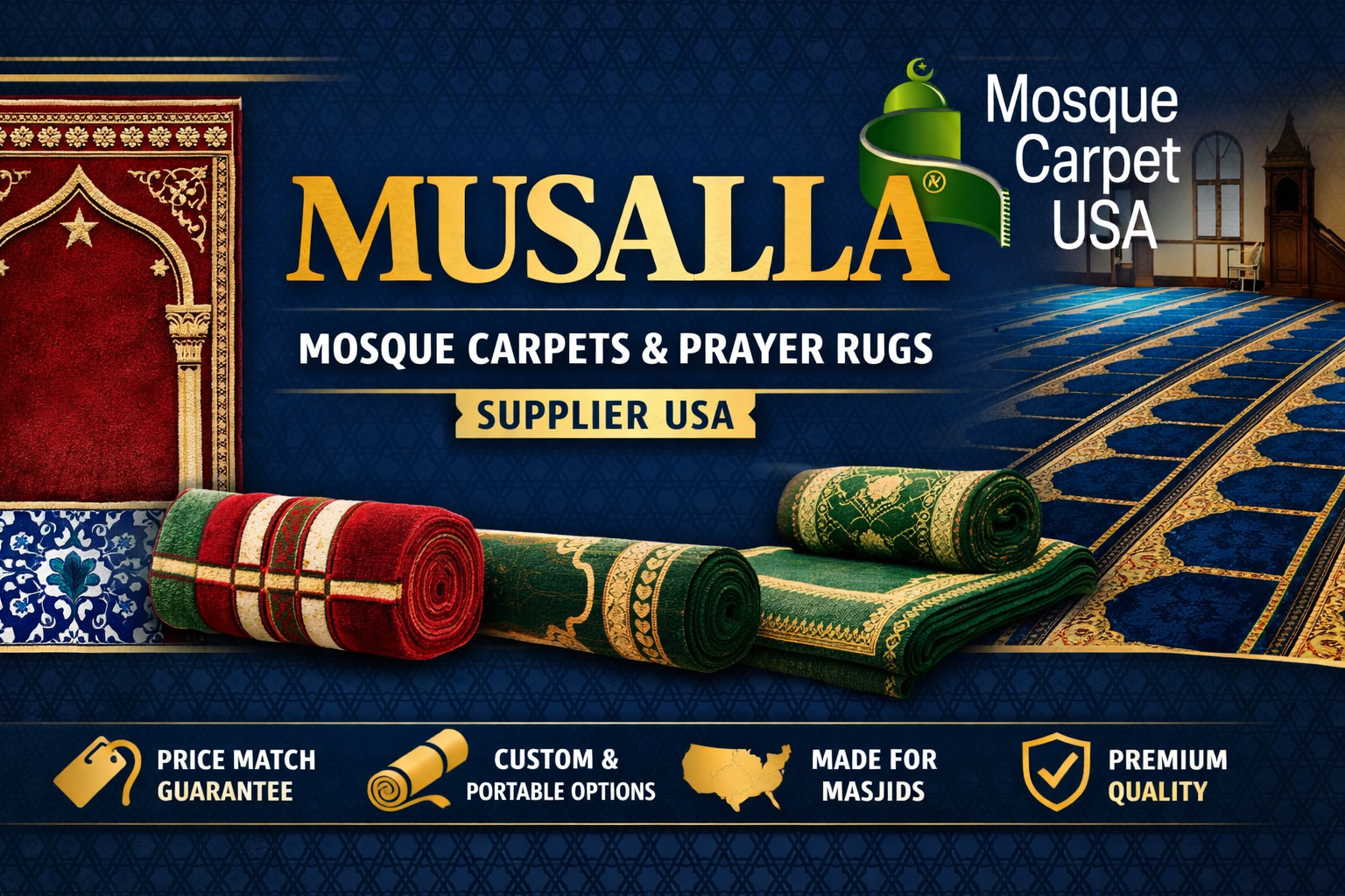 Mosque Carpets & Prayer Rolls Supplier – Mosque Carpet USA